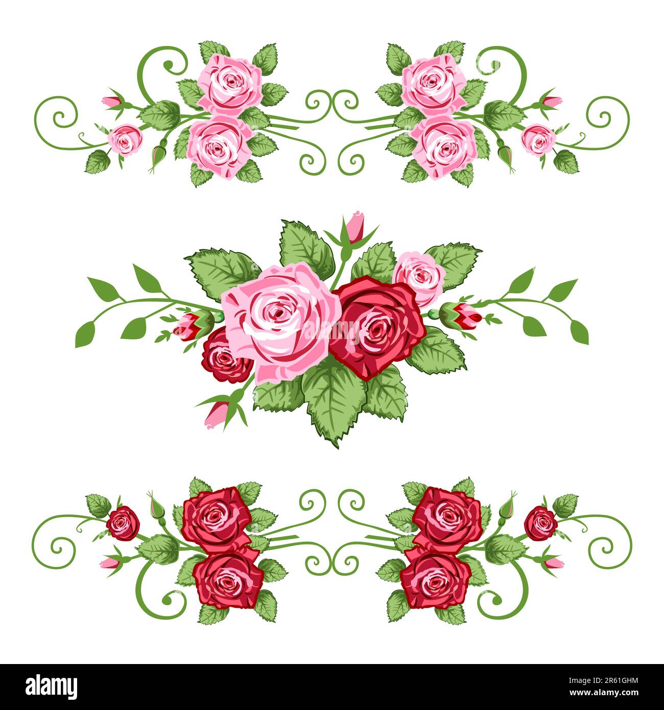 Vector retro roses border for greetings cards, design or backgrounds ...