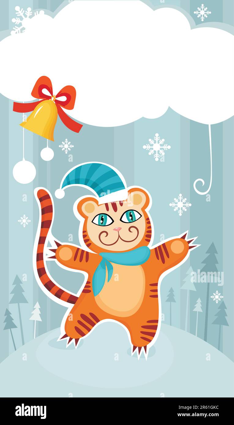 vector illustration of a cute christmas tiger Stock Vector Image & Art ...