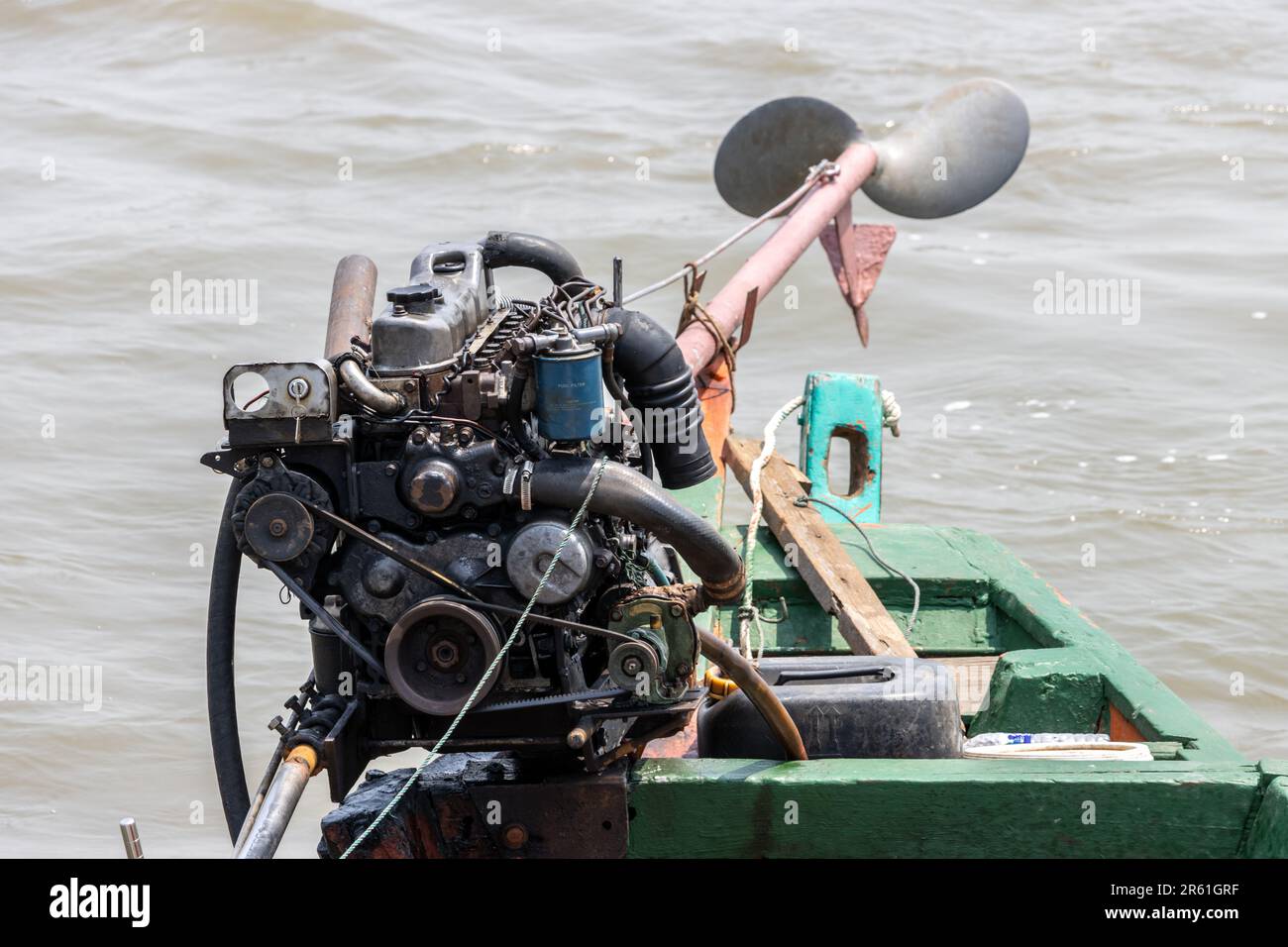 Engine on a fishing boat, Thailand Stock Photo - Alamy