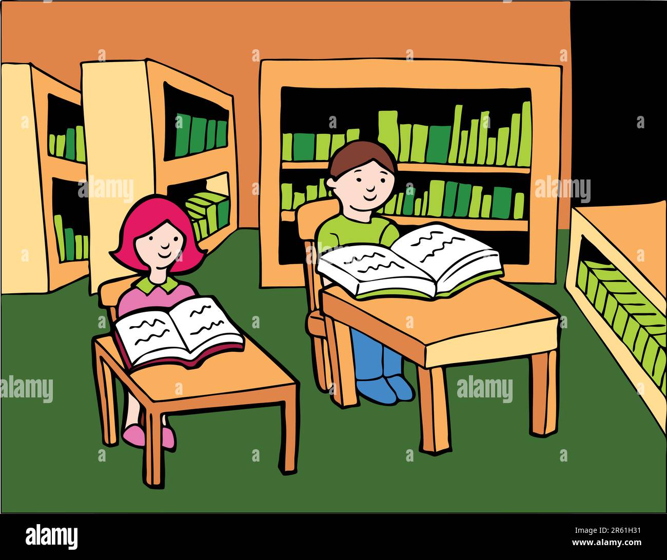 Person in library Stock Vector Images - Alamy