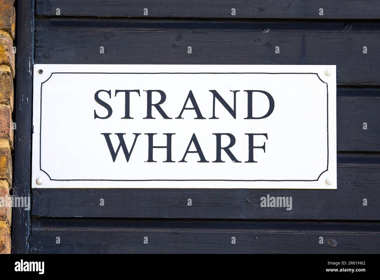 A sign on the facade of Strand Wharf, in the Old Leigh area of Leigh-on ...