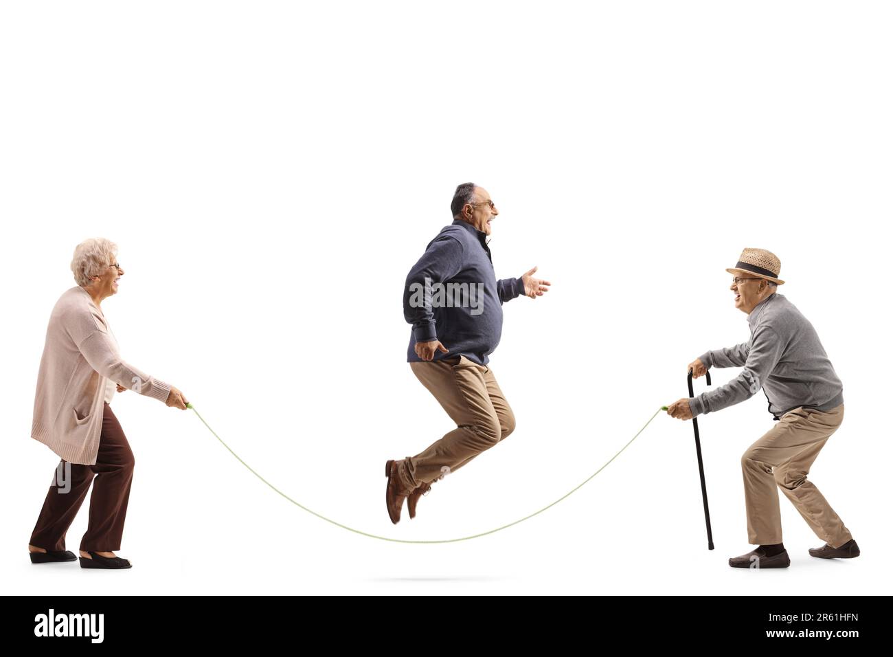 Mature woman skipping rope Cut Out Stock Images & Pictures - Alamy
