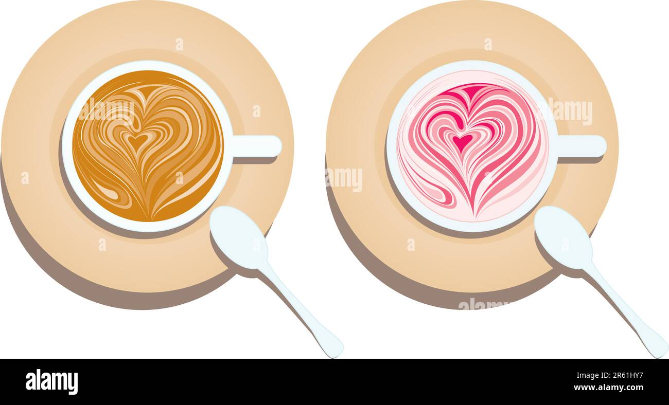 two color cute heart pattern coffee Stock Vector Image & Art - Alamy