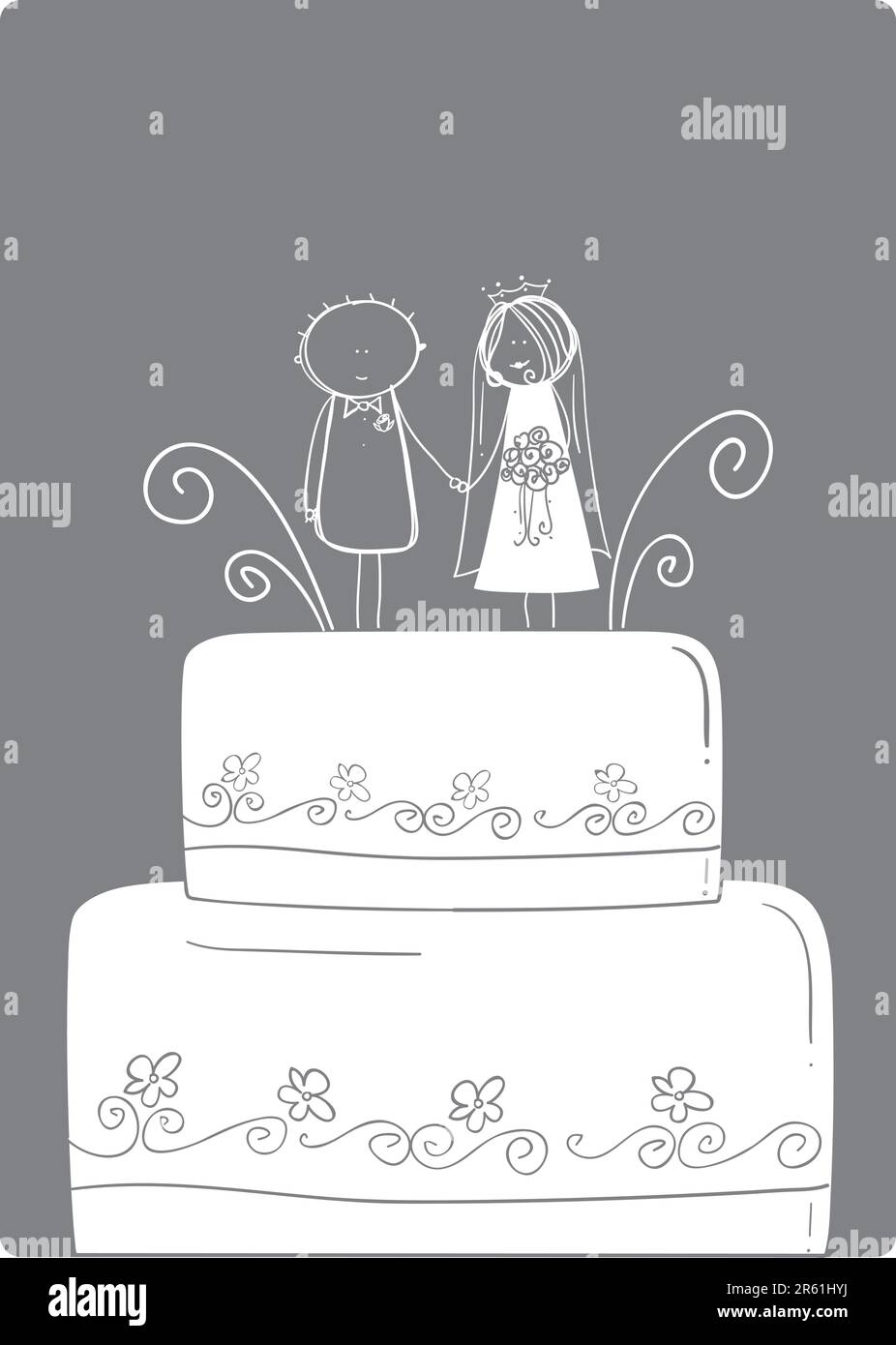 Bride and Groom Wedding cake topper vector Stock Vector Image & Art - Alamy