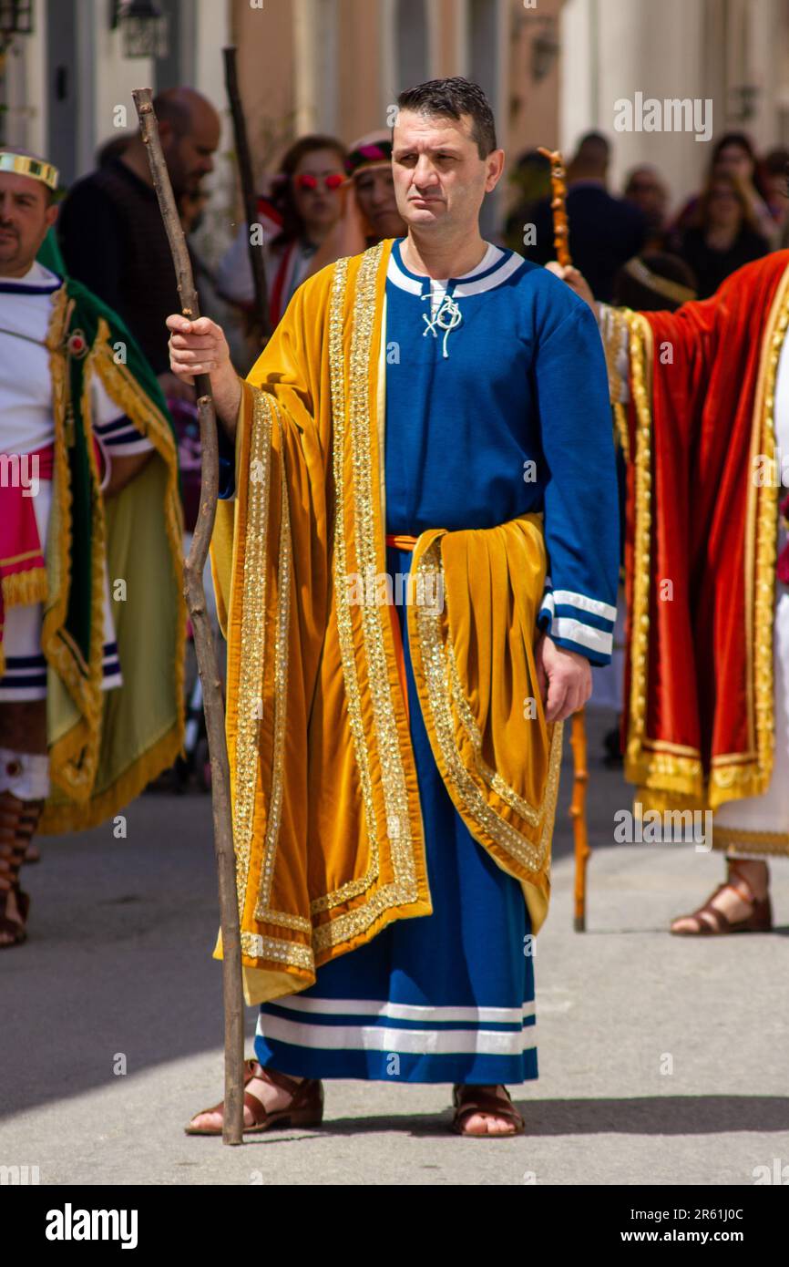 Biblical person participating in traditional procession held on Easter ...