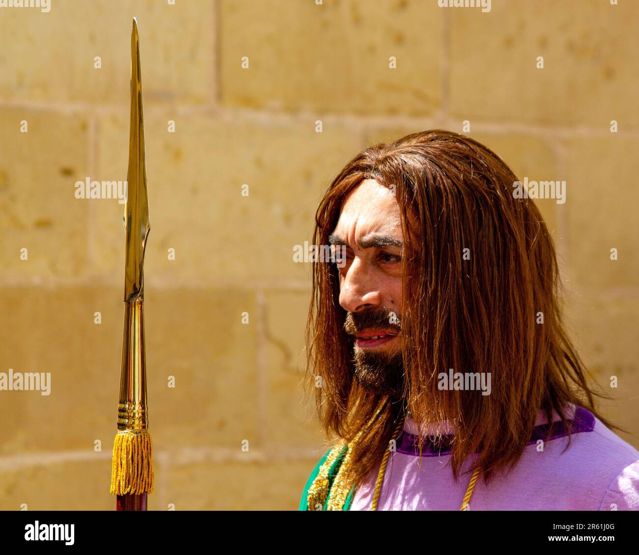 Biblical figure participating in a religious traditional procession ...