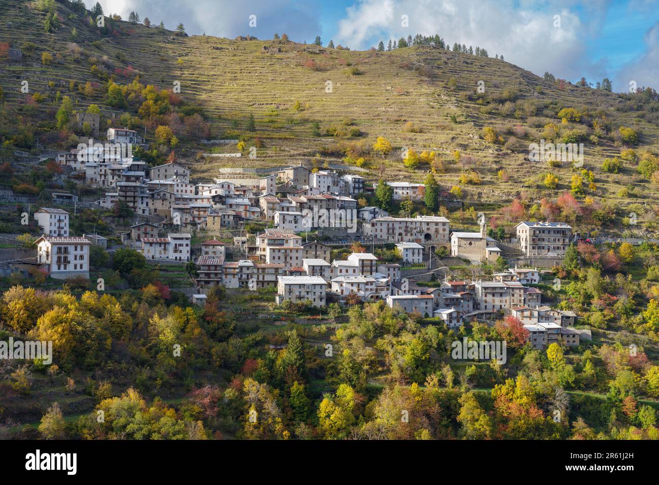 Piaggia ancient village in Ligurian Alps. Municipality of Briga Alta ...