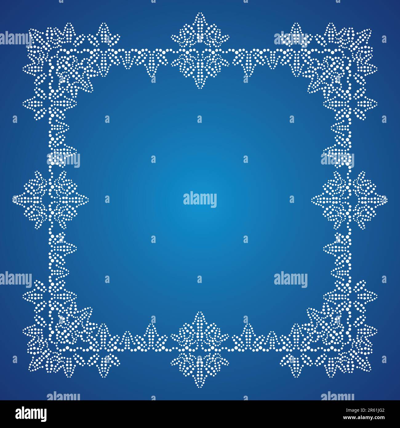 Detailed white frosty Christmas frame on blue background. Available in ...