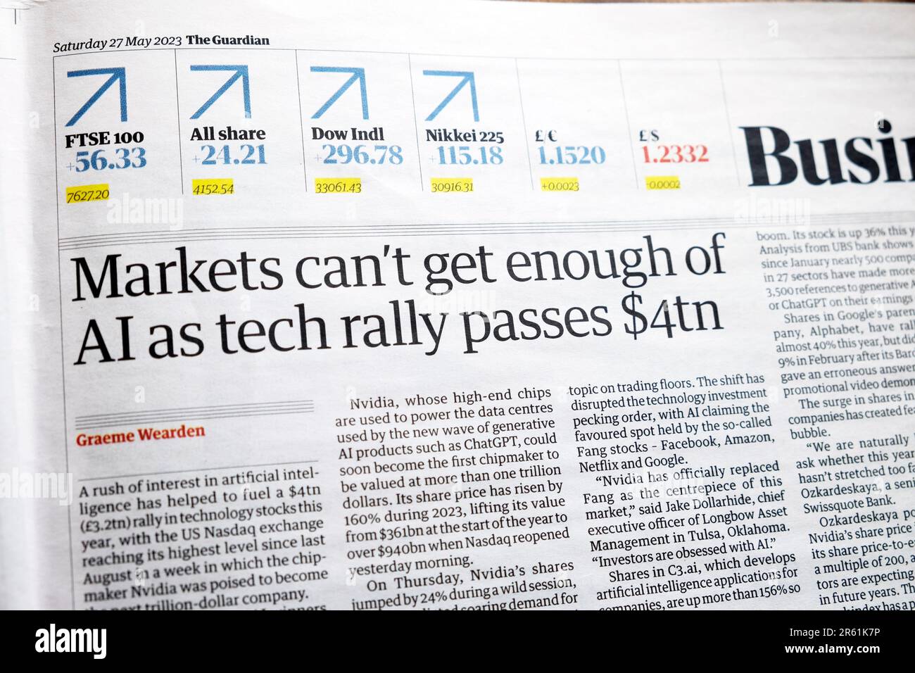 'Markets can't get enough of AI as tech rally passes $4tn' Guardian ...