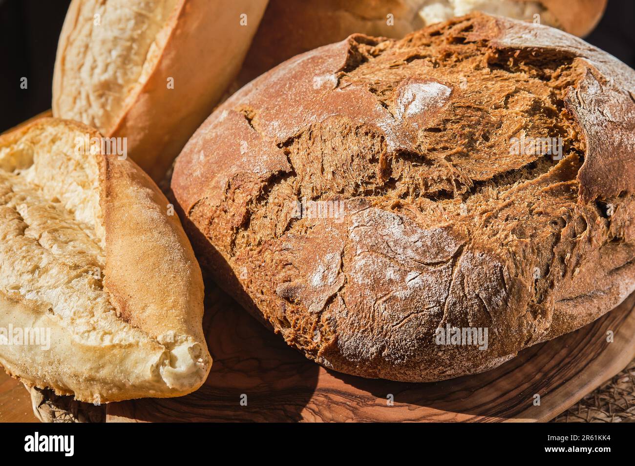 Farm bakery products, artisan rye and wheat bread, traditional pastries ...