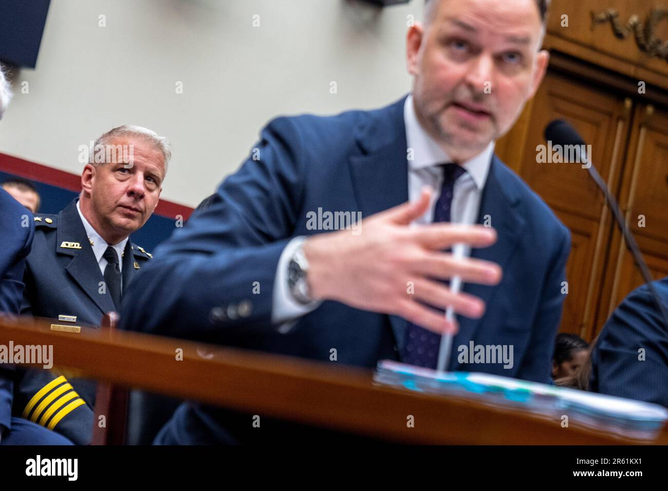 Amtrak Police Department Chief of Police D. Samuel Dotson, left, listens in the audience as ...