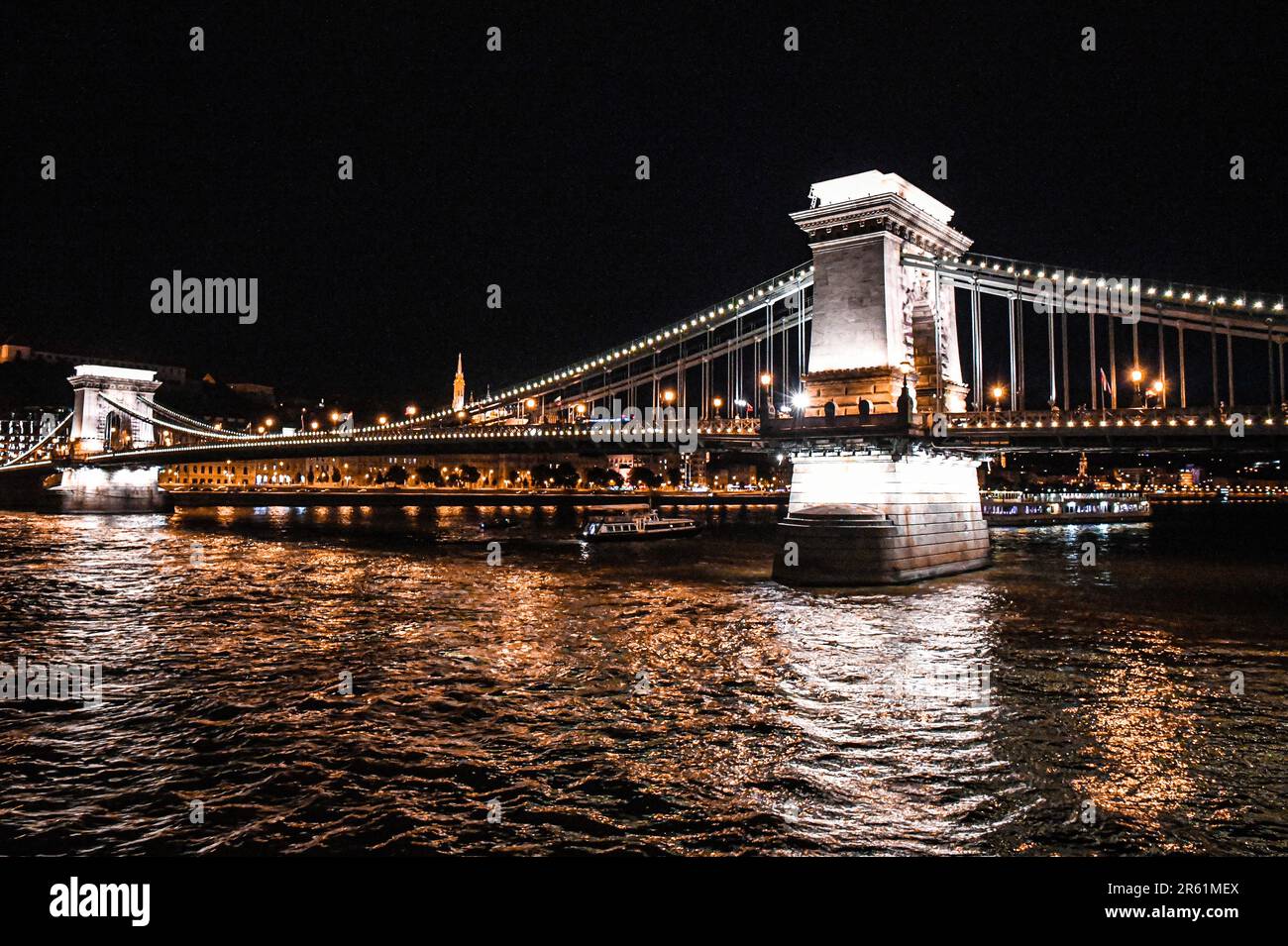 Illuminated Elizabeth Bridge in Budapest at NIght Stock Photo - Alamy