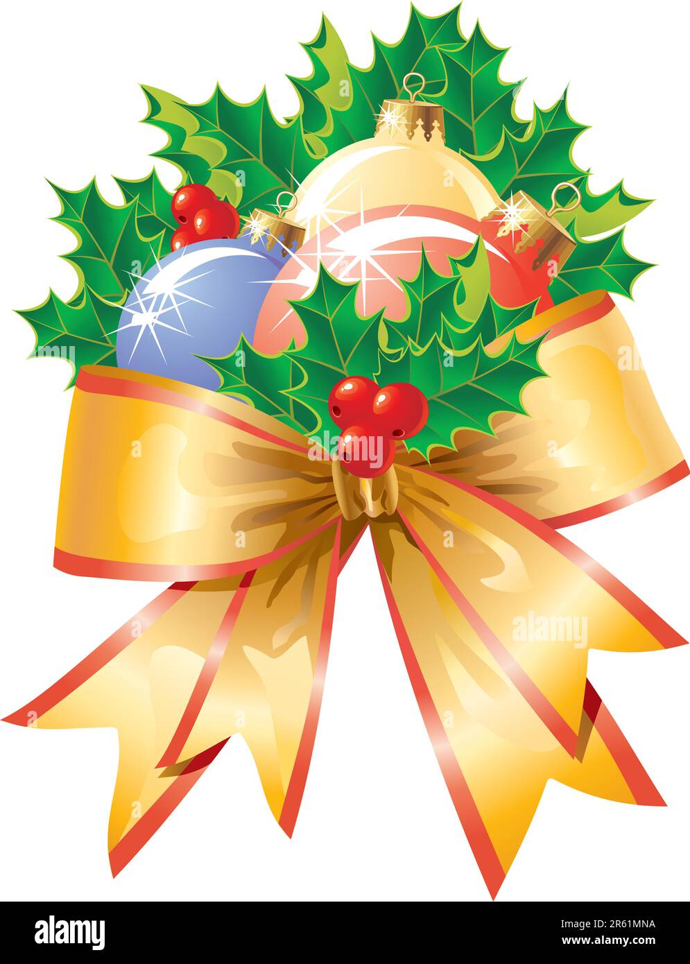 Christmas decoration/ Holly, balls and ribbon / vector / The layers are ...