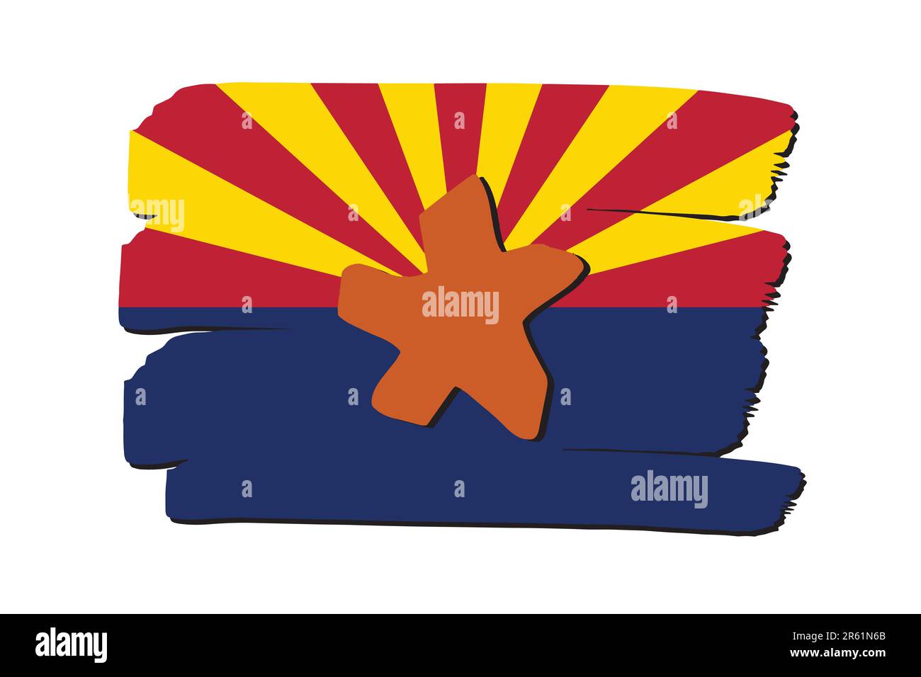 Arizona State Flag with colored hand drawn lines in Vector Format Stock ...