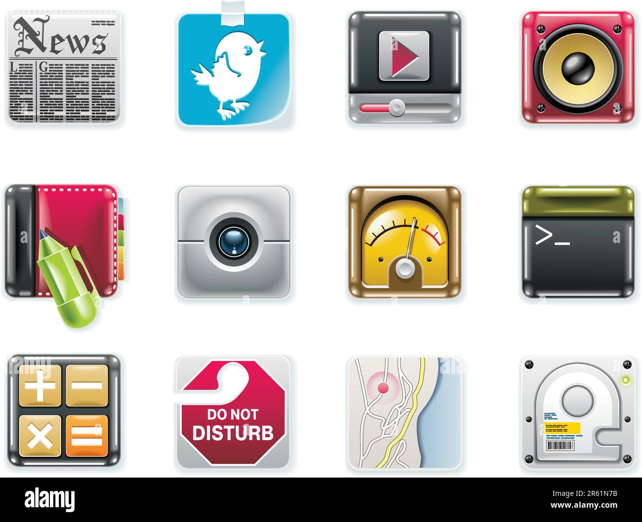 Set of square glossy universal web icons Stock Vector Image & Art - Alamy
