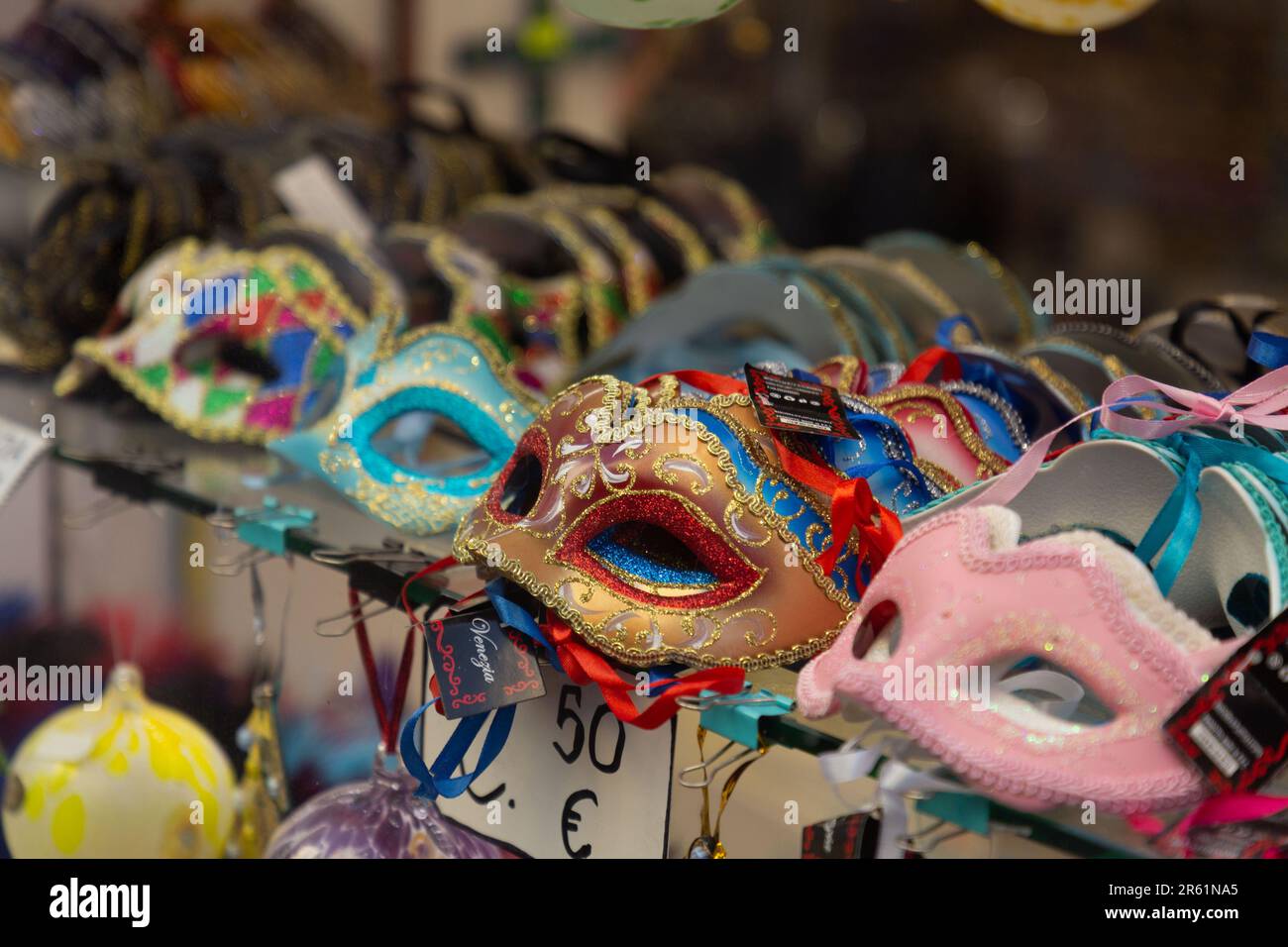 Venice, Italy - April 2, 2022: Variety of traditional Venezian masks ...