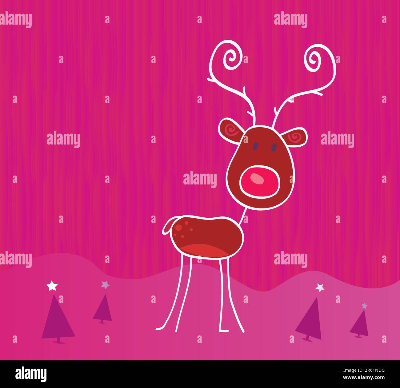 Red-nosed reindeer Rudolph. Vector cartoon illustration Stock Vector ...