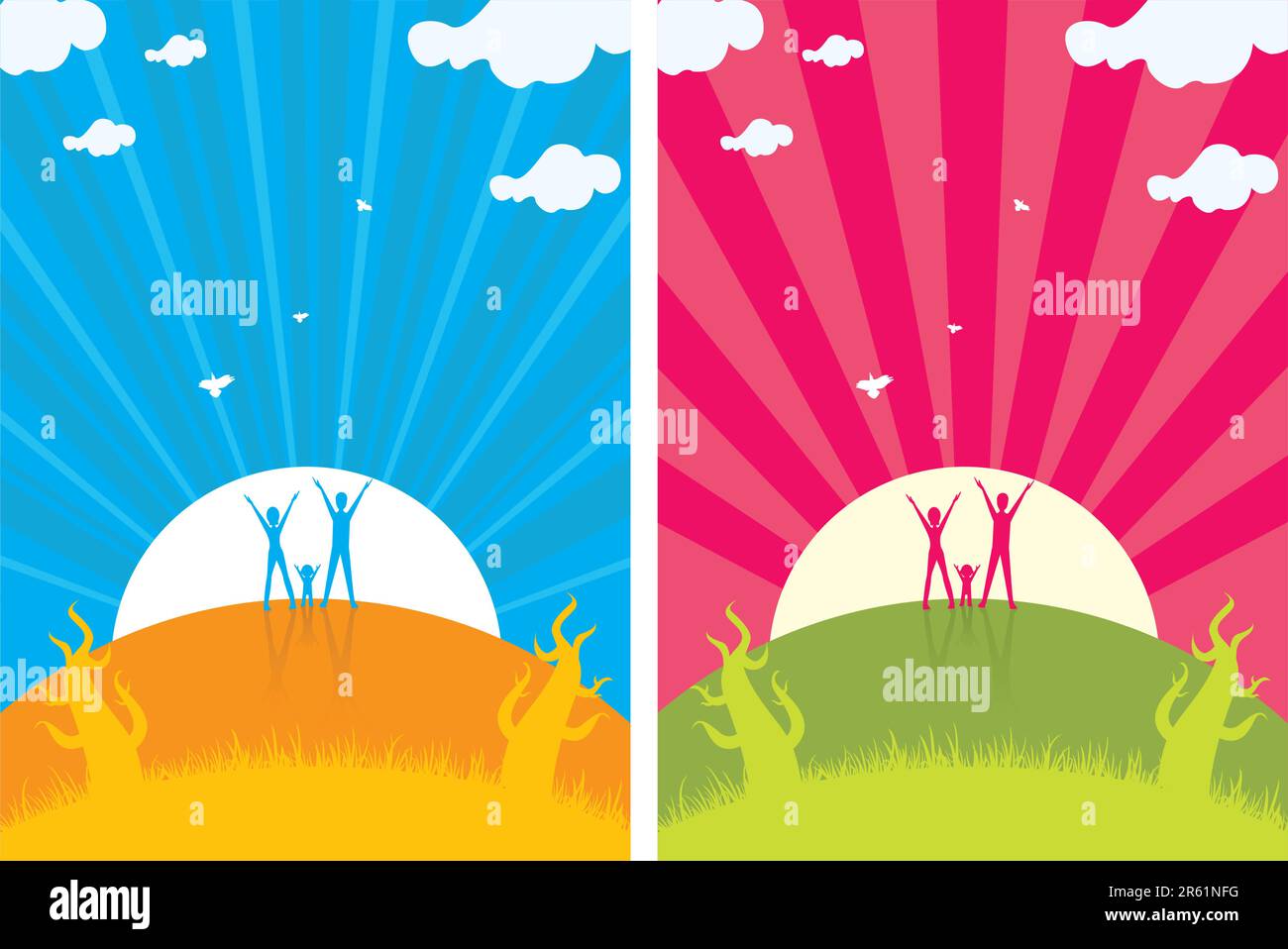 two color version sunset background Stock Vector Image & Art - Alamy