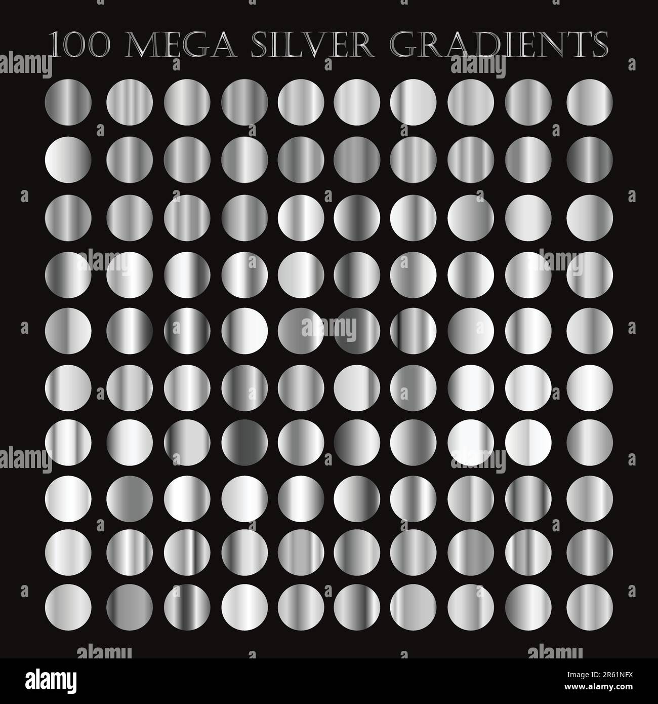 100 Mega Silver Gradients. Set of silver gradients for design. Vector illustration Stock Vector ...