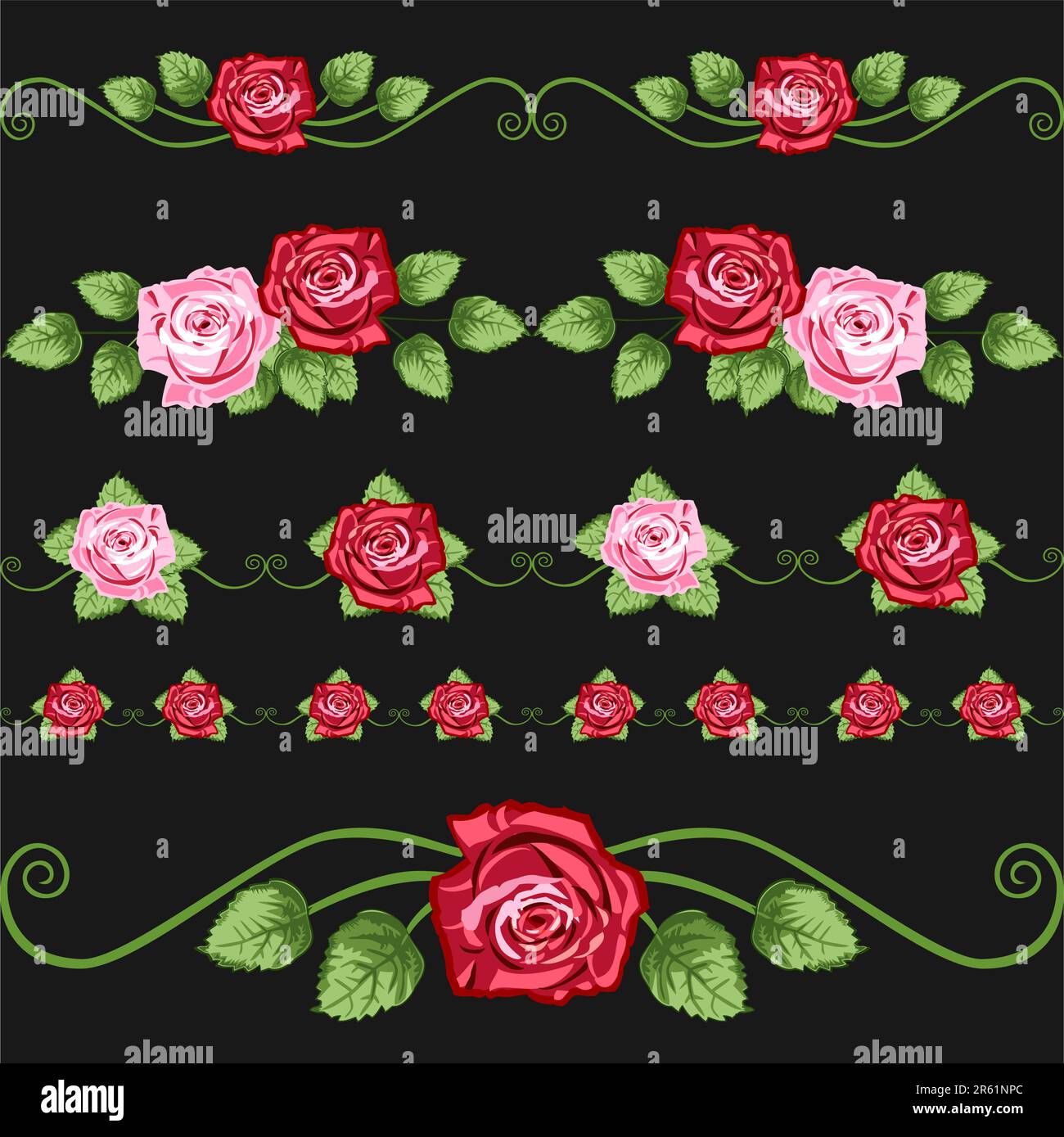 Vector retro roses elements for greetings cards, design or backgrounds ...