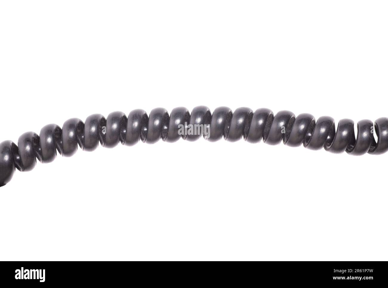 Black spiral telephone cord isolated on white background Stock Photo ...