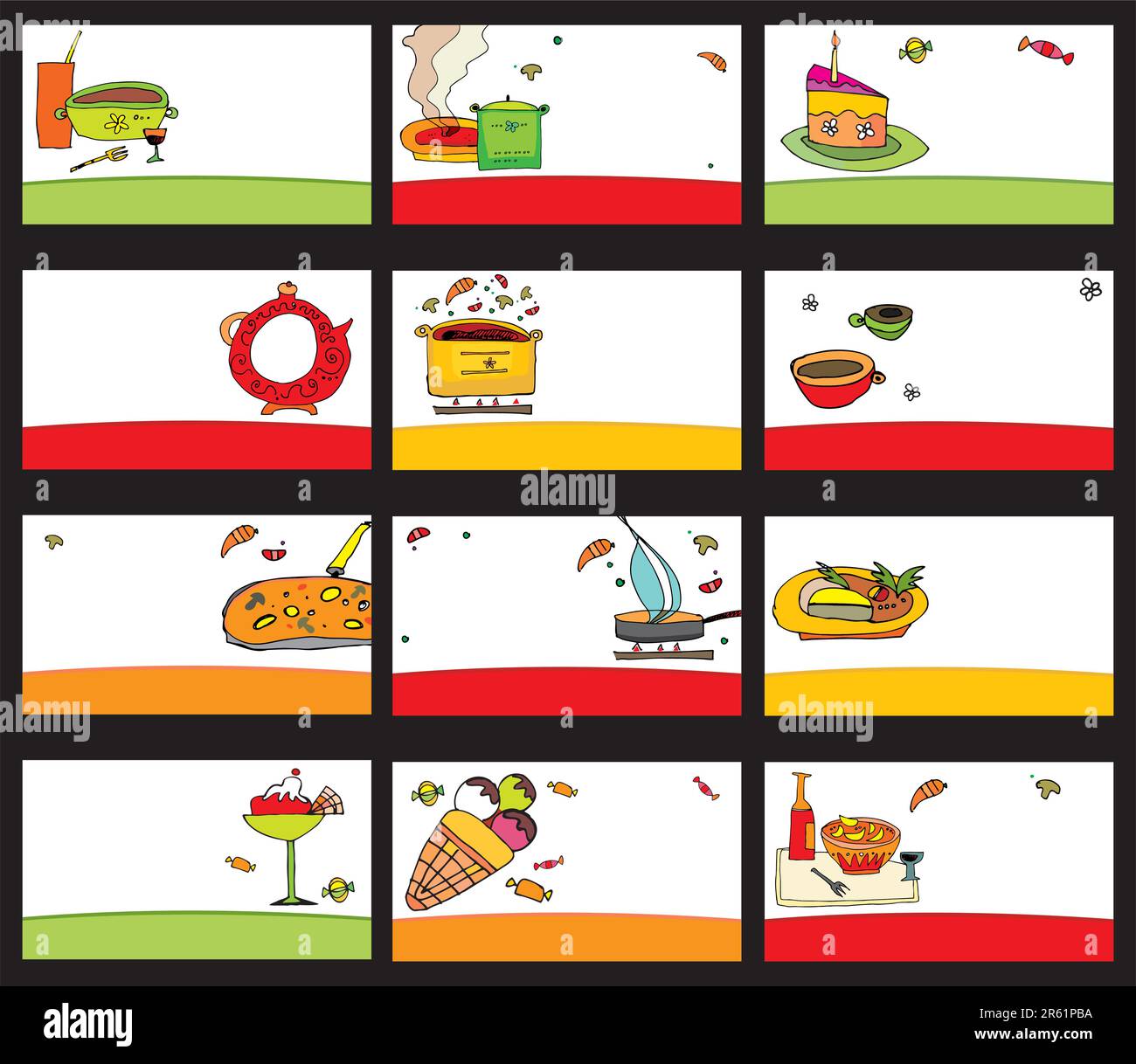 15 colorful food cards - vector set Stock Vector Image & Art - Alamy
