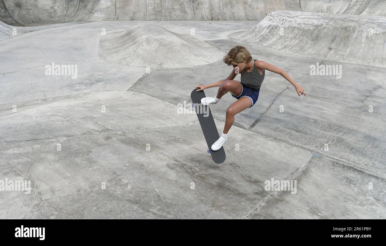 Girl skateboarding on halfpipe hi-res stock photography and images - Alamy