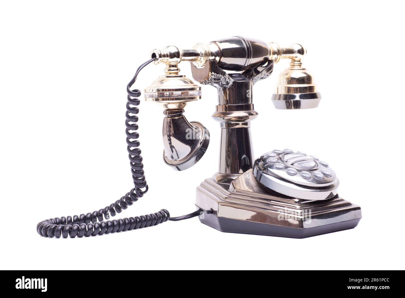 Vintage telephone isolated on white background Stock Photo - Alamy