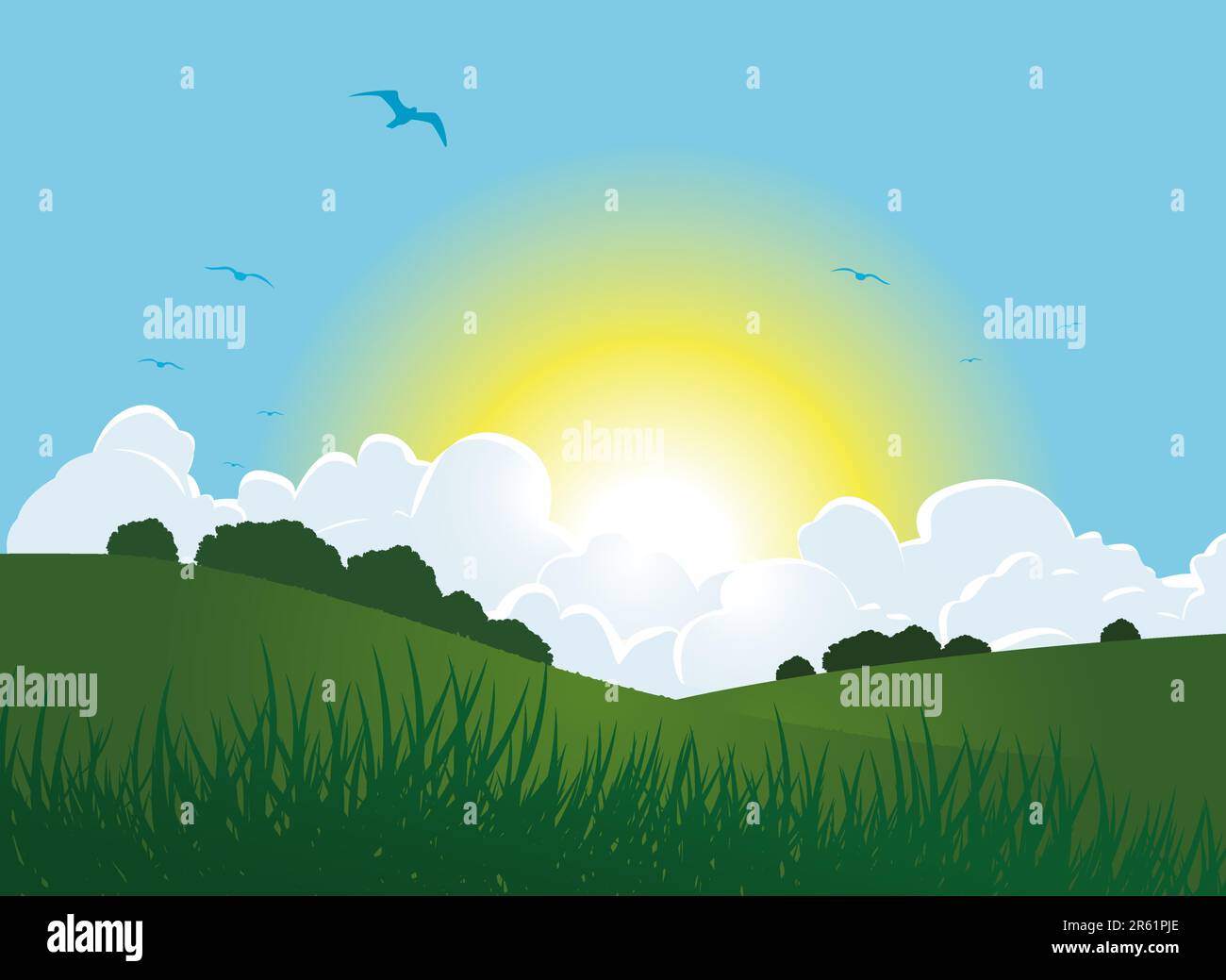 Hills sun Stock Vector Images - Alamy