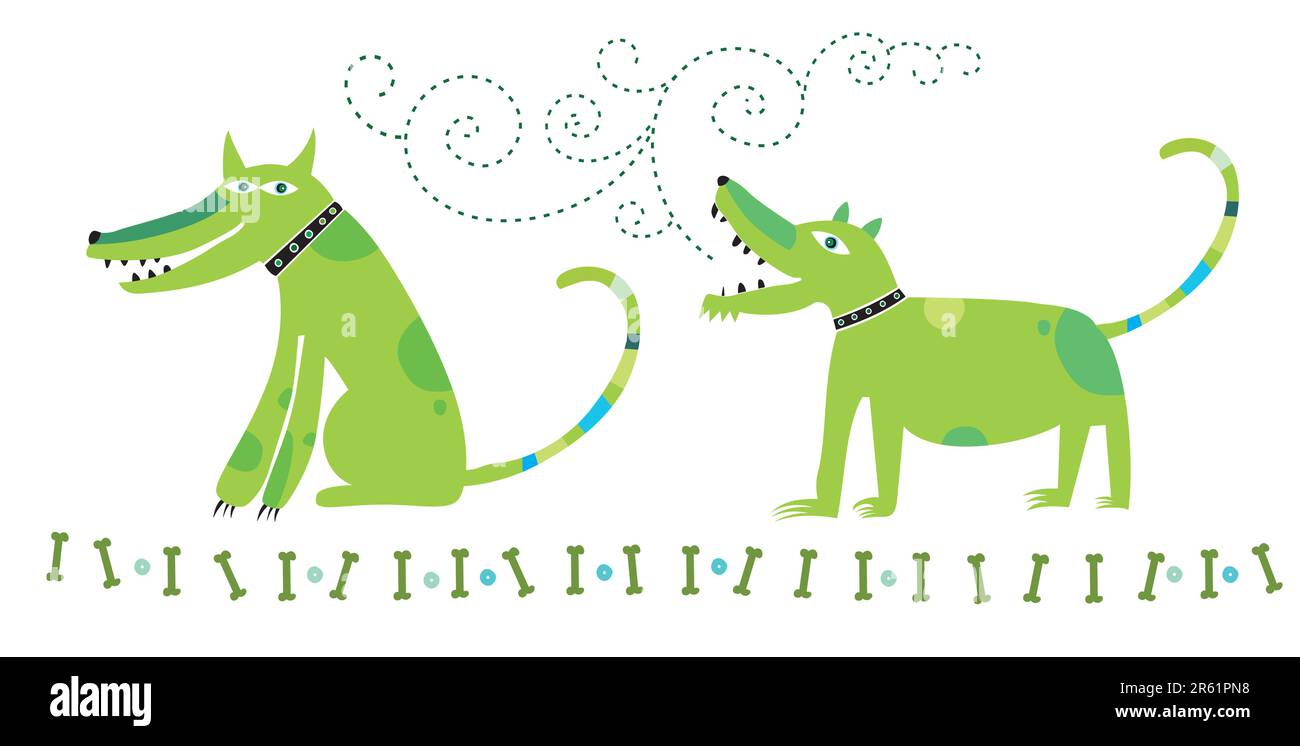 Funny green dogs isolated on white background Stock Vector Image & Art ...