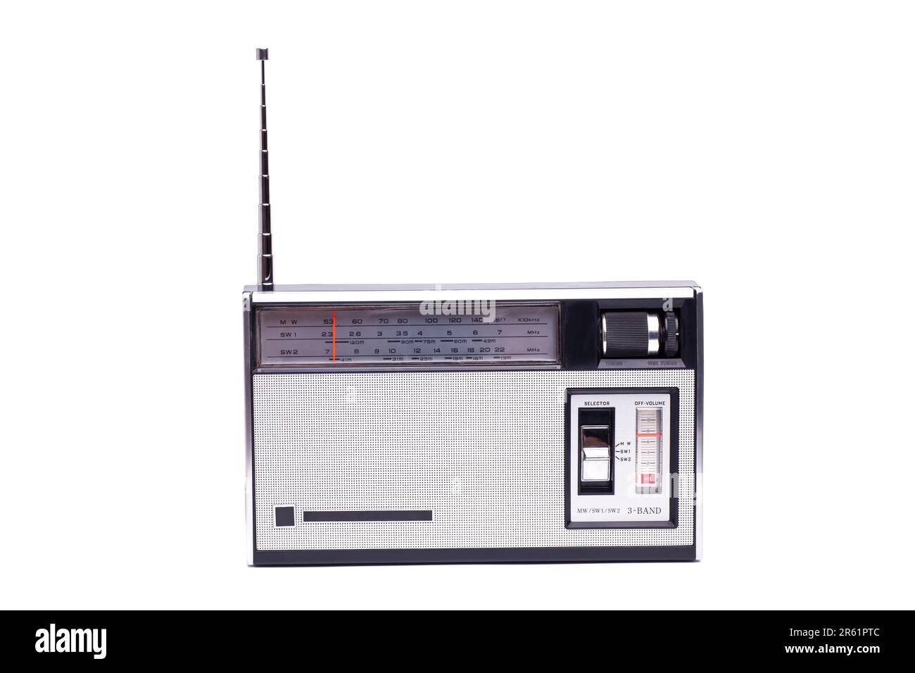 Vintage transistor radio isolated on white Stock Photo - Alamy