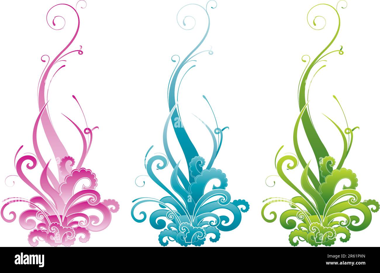 three color floral plants pattern design Stock Vector Image & Art - Alamy