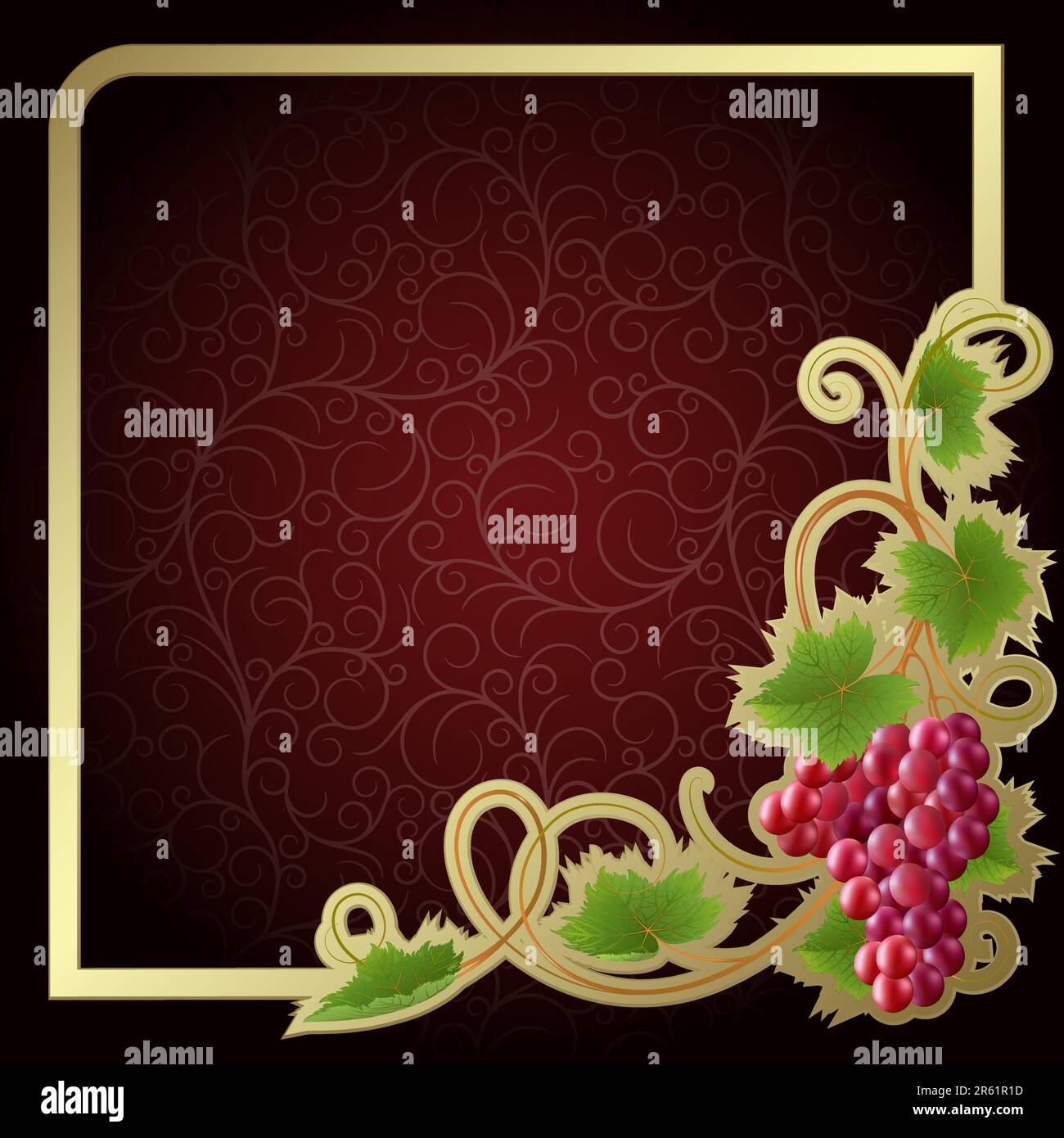 Claret background with gold frame and vine Stock Vector Image & Art - Alamy