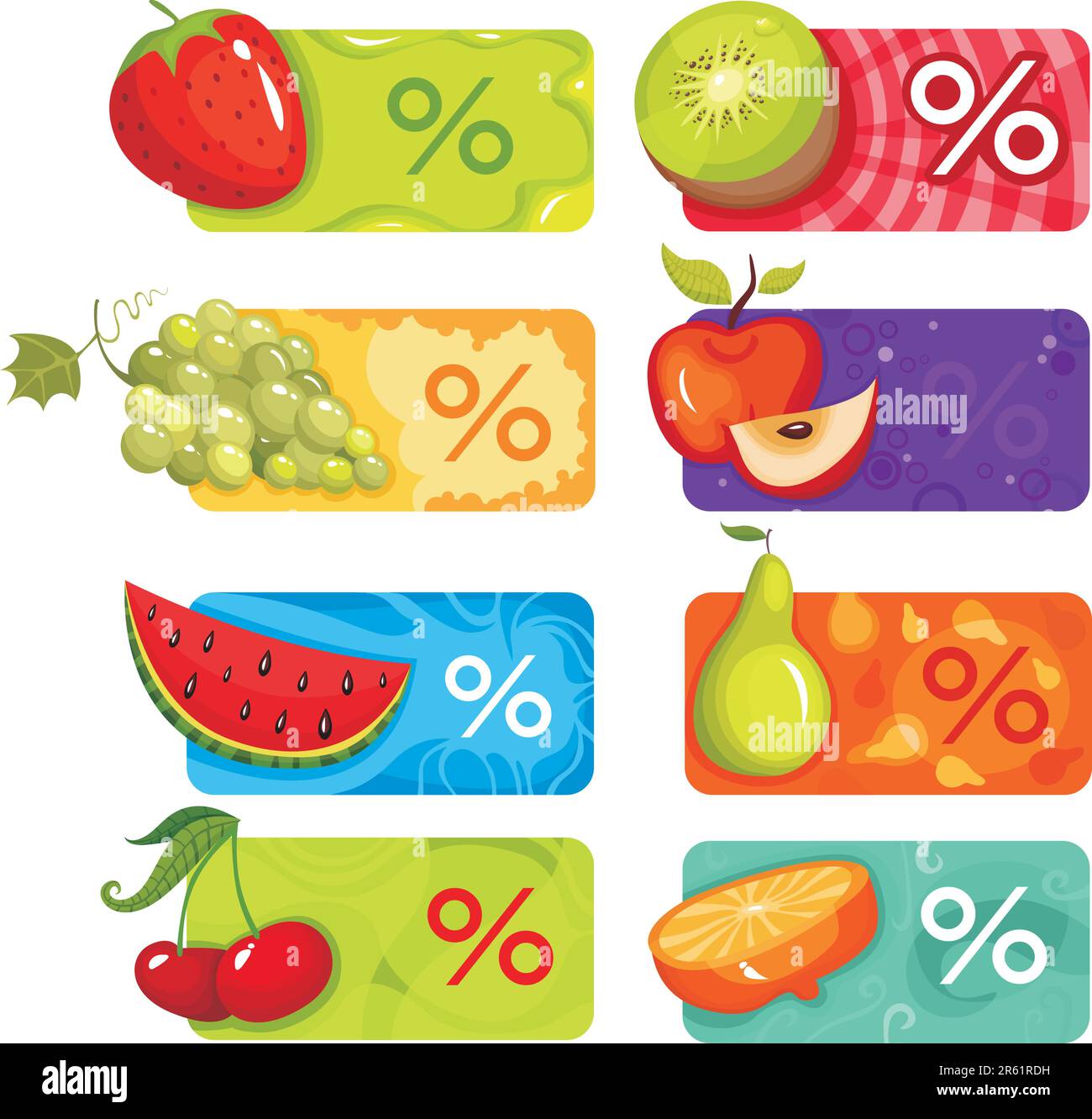vector illustration of a vegitable and fruits discount set Stock Vector ...