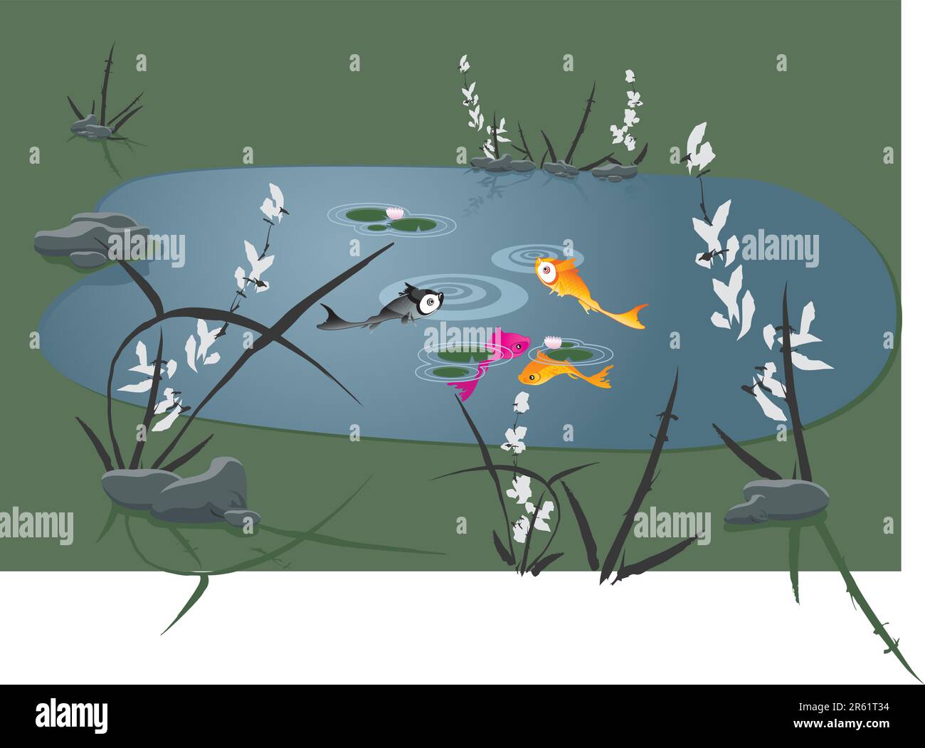 Serene landscape lake Stock Vector Images - Alamy