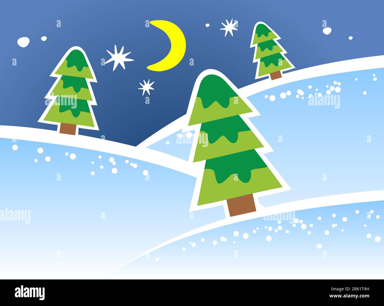 Winter landscape with fur-trees on a snow background Stock Vector Image ...