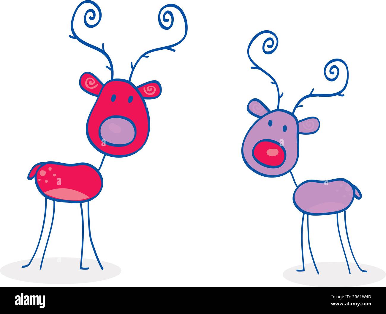 Red and purple nosed reindeers. Vector cartoon illustration Stock ...