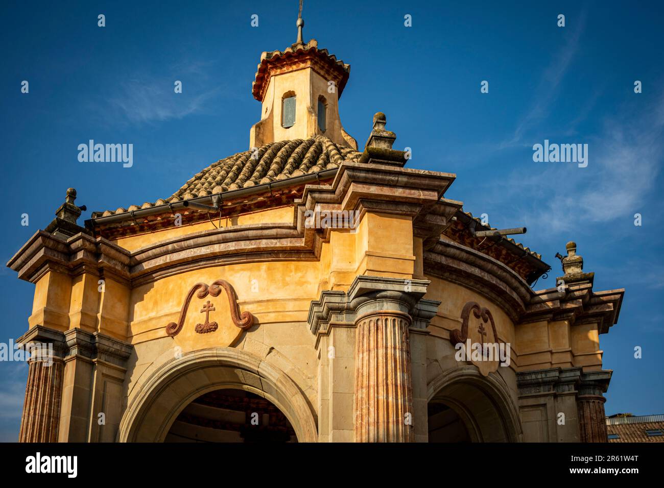 Detail view of the upper part of the circular Temple with Baroque ...