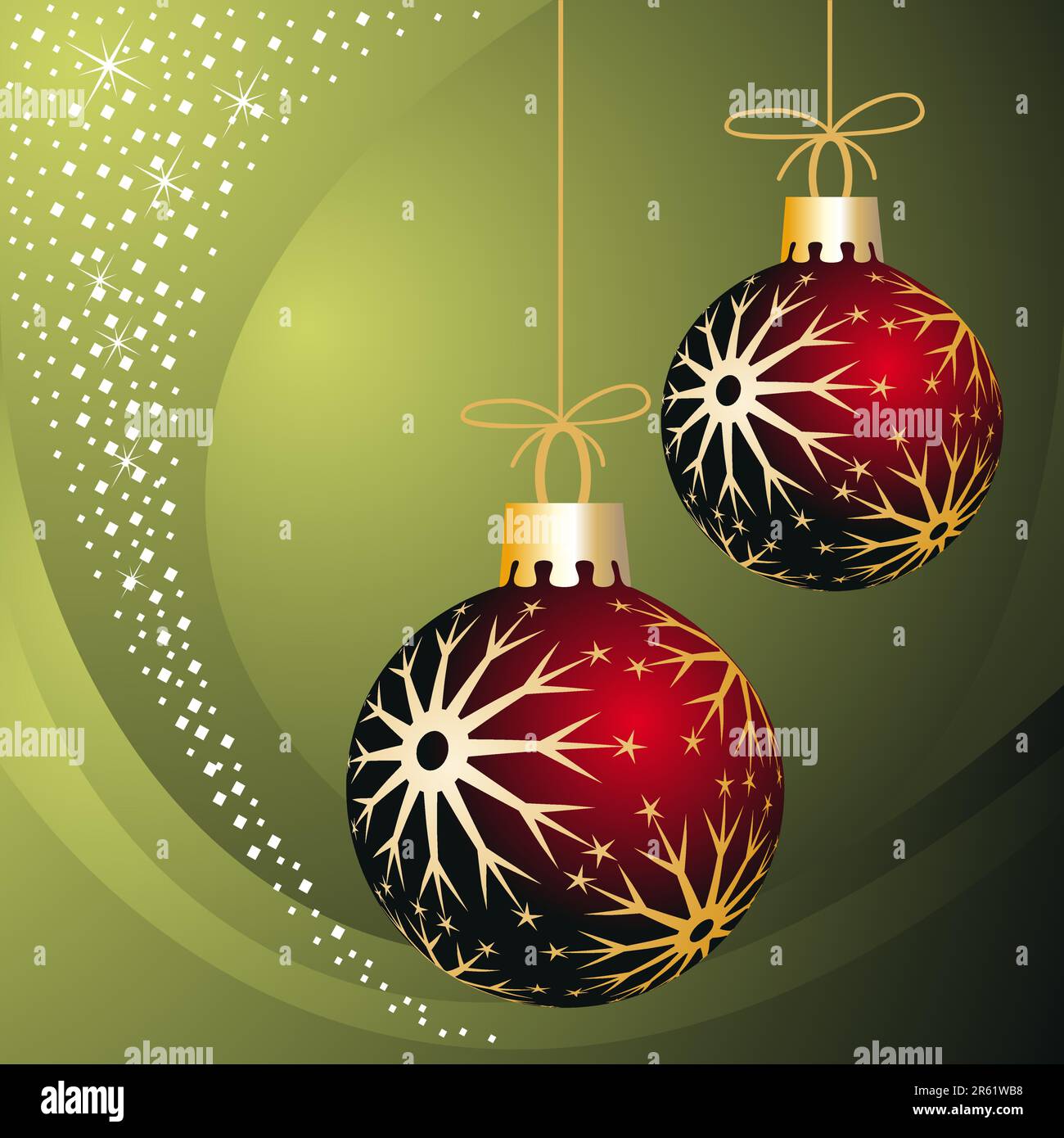 Christmas decoration on a green background, full scalable vector ...