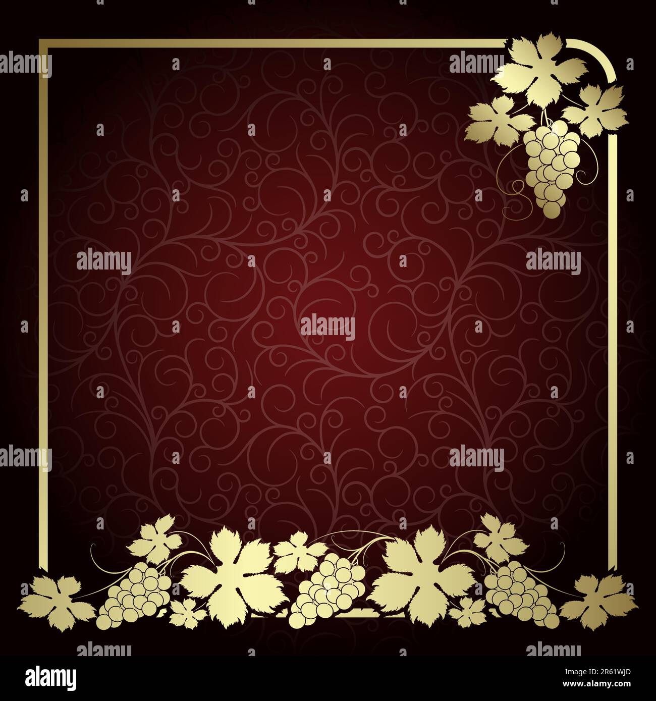 Claret background with frame from gold vine Stock Vector Image & Art ...