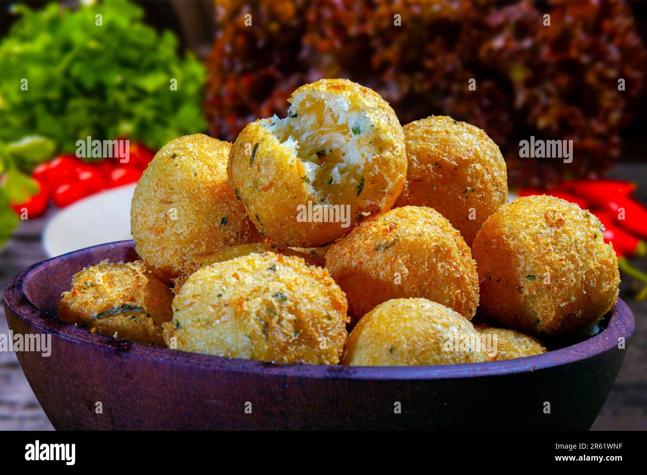 cod dumpling, salt cod fritters, bunuelos de bacalao. Brazilian snack ...