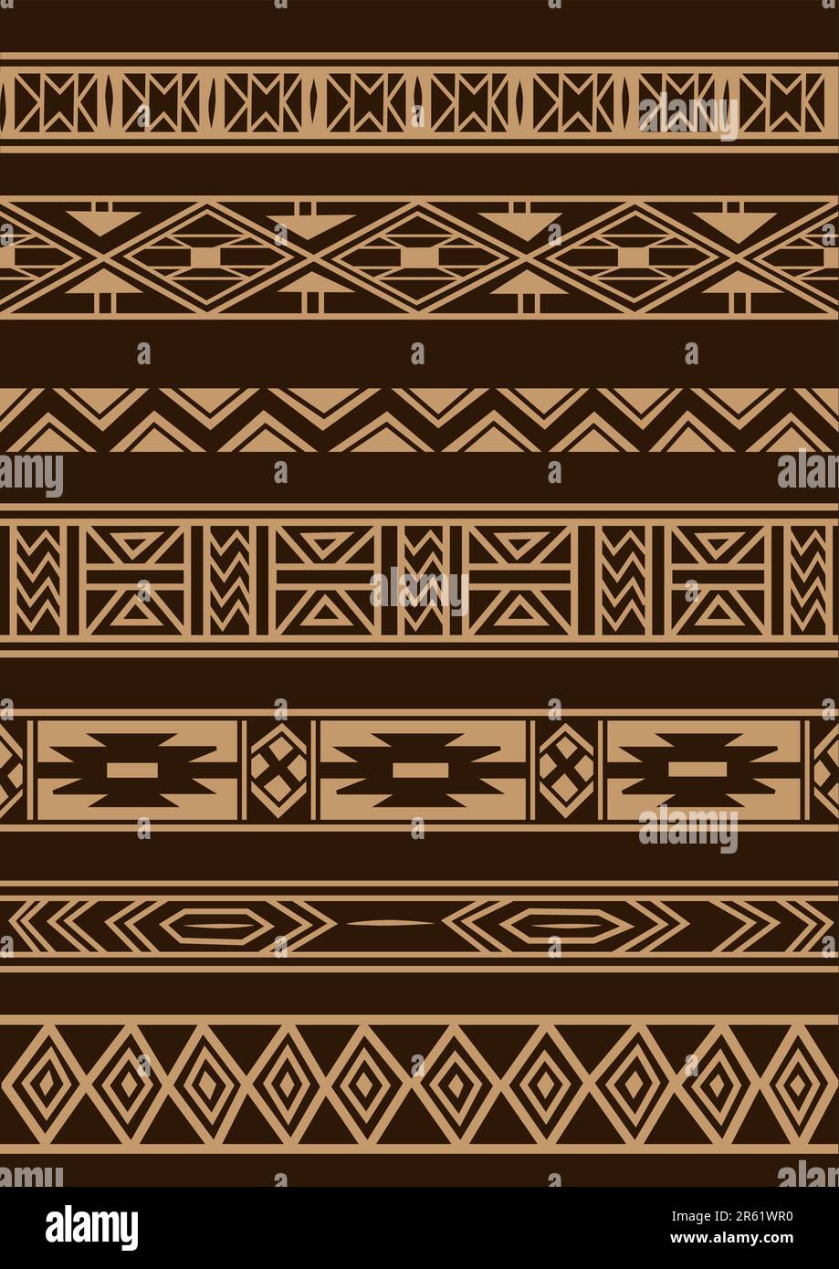 Vector set including ethnic African stripe with geometrically typical ...