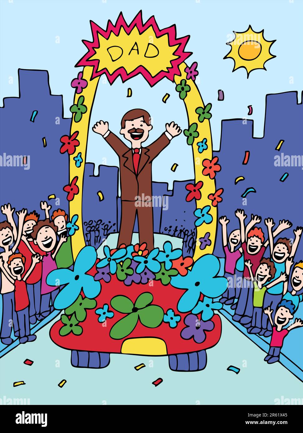 Cartoon celebrating dad with a parade Stock Vector Image & Art - Alamy