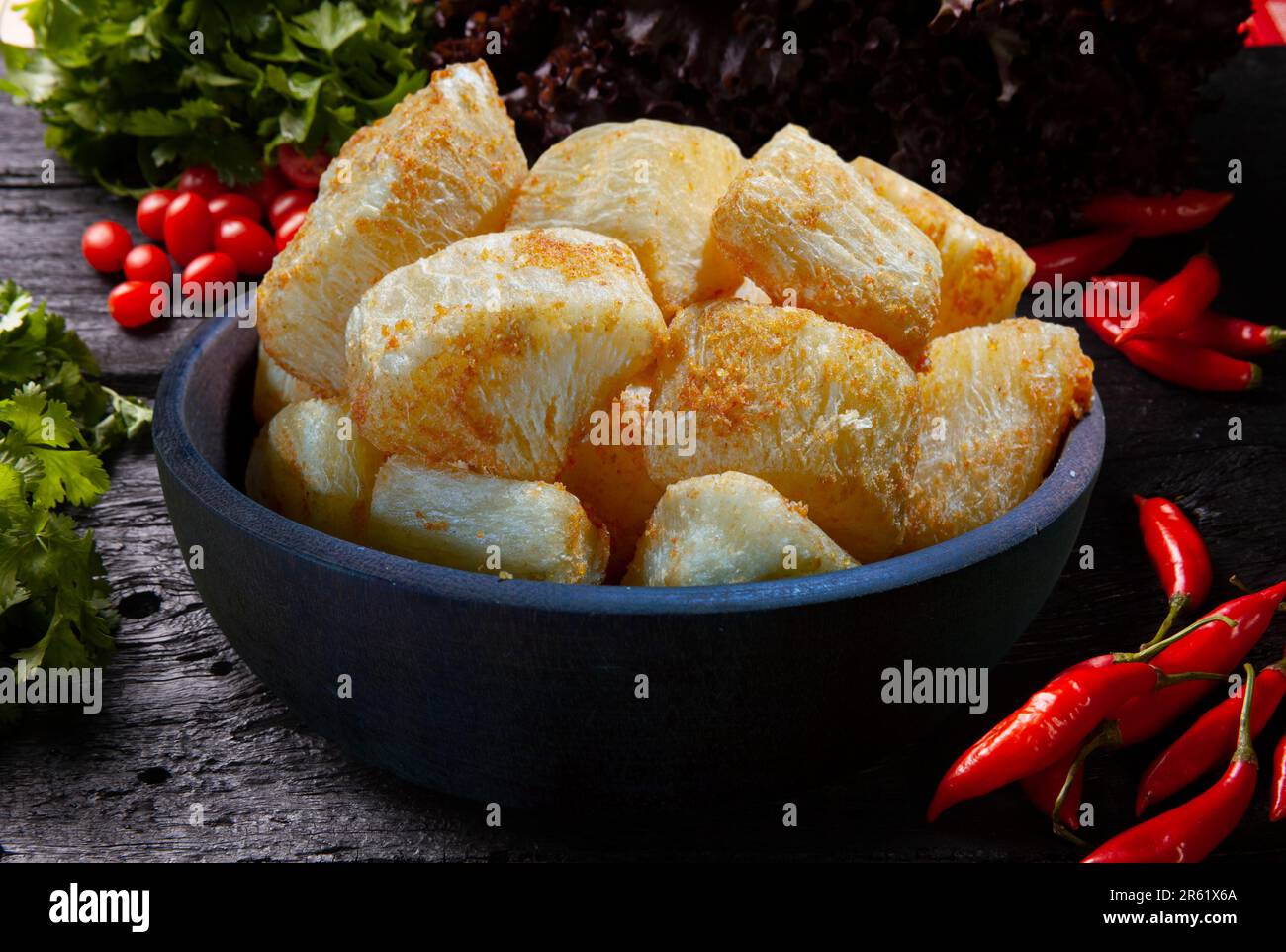 Fried cassava, yuca, Brazilian food Stock Photo - Alamy