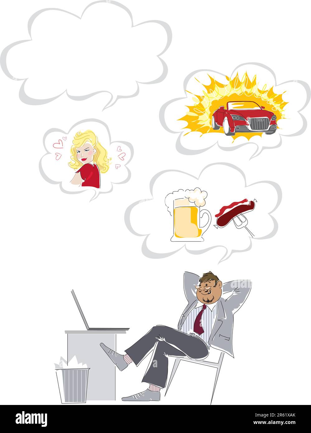 Cartoon of a businessman dreaming at work Stock Vector Image & Art - Alamy