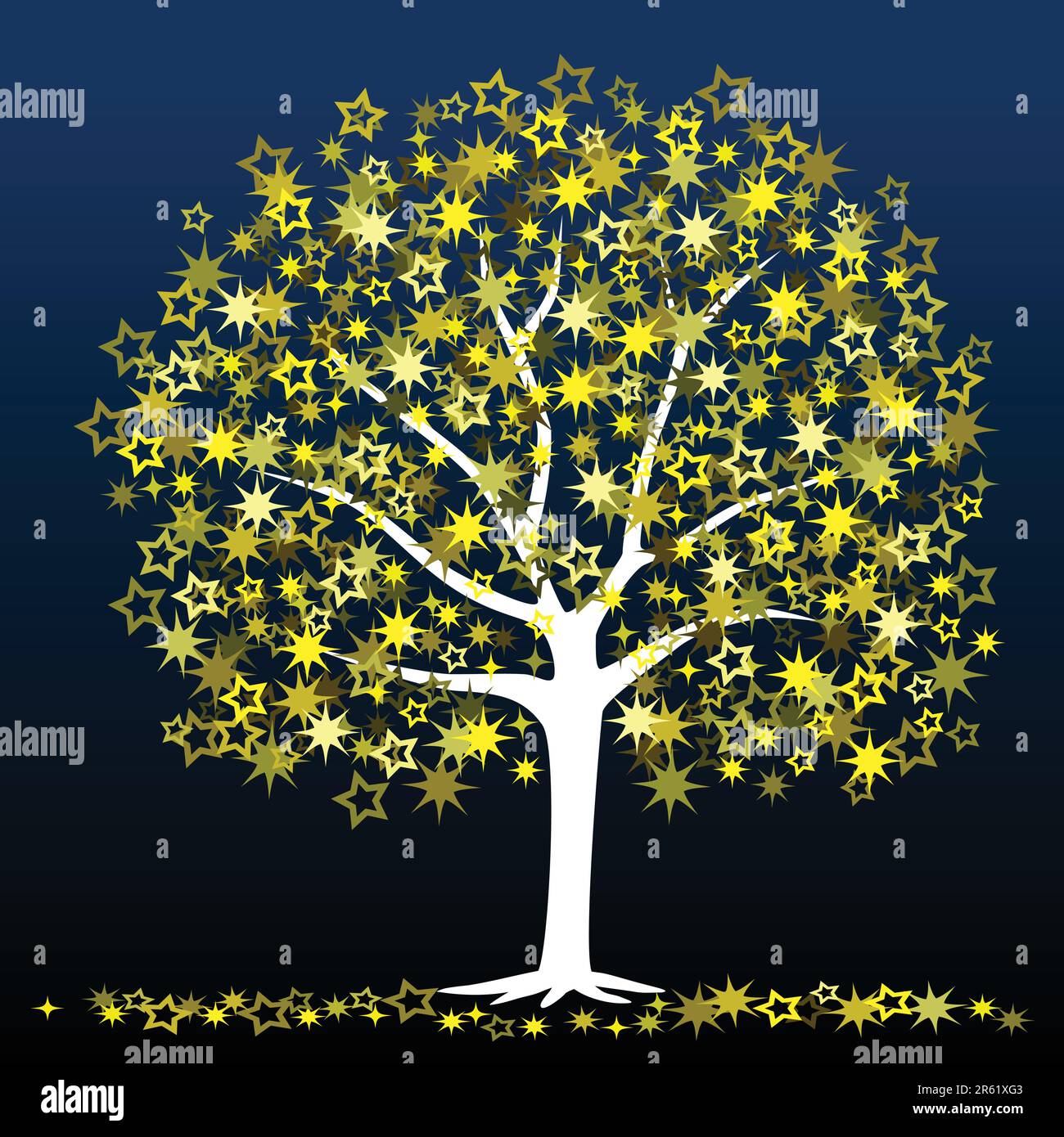Editable vector illustration of a tree with stars as leaves Stock ...