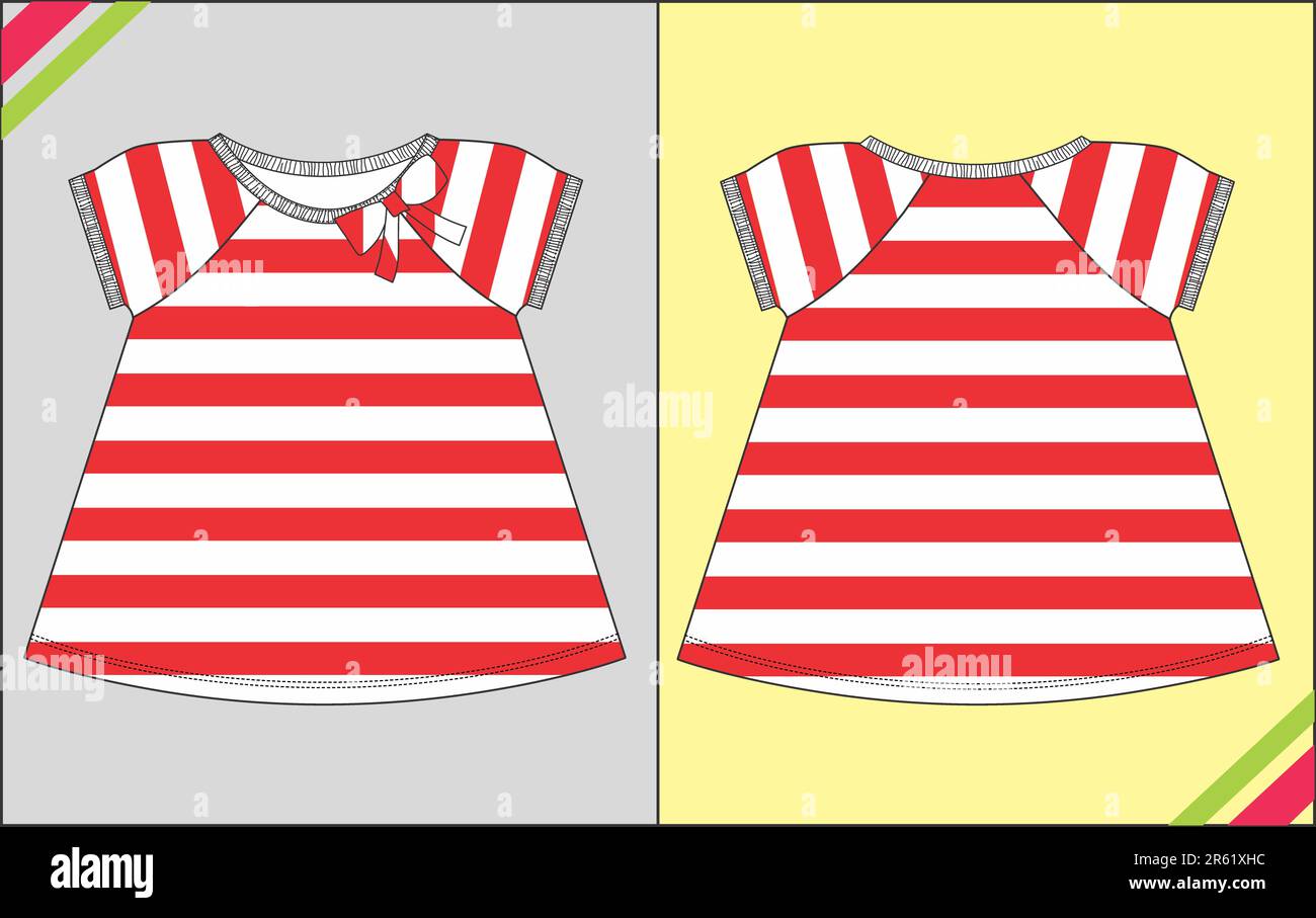 An illustration of a dress template featuring a red and white striped ...
