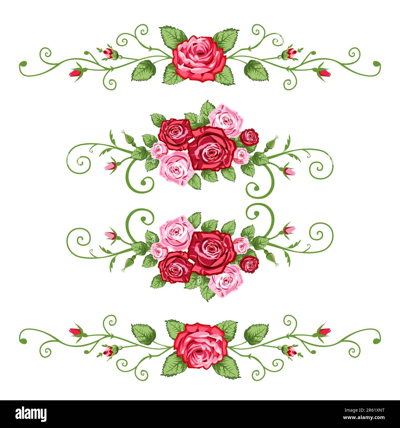 Roses and swirls illustration for greetings cards, design or background ...