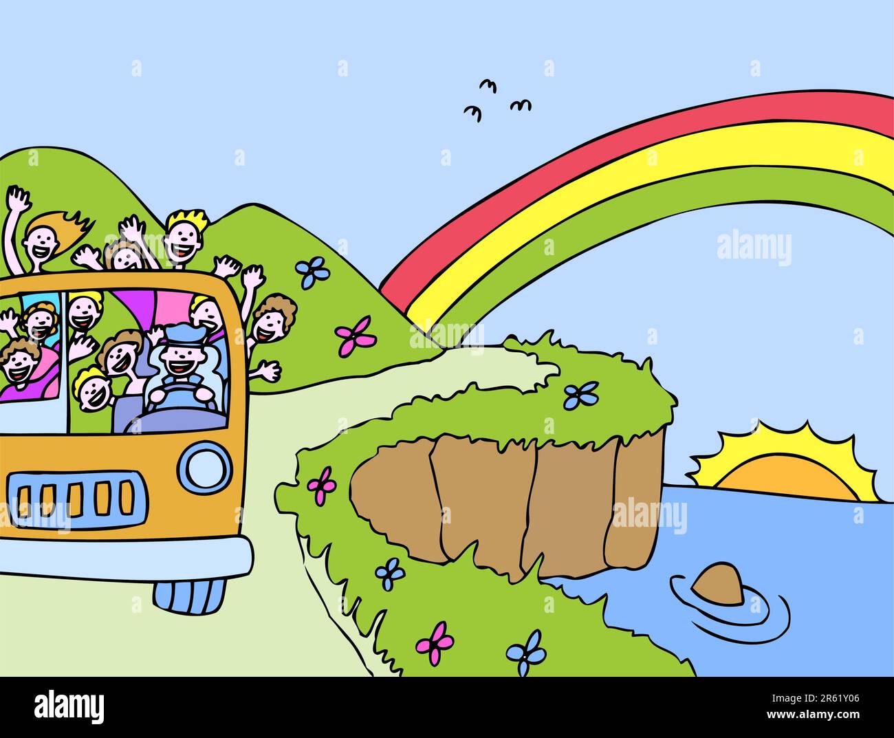 Happy bus riders Stock Vector Images - Alamy