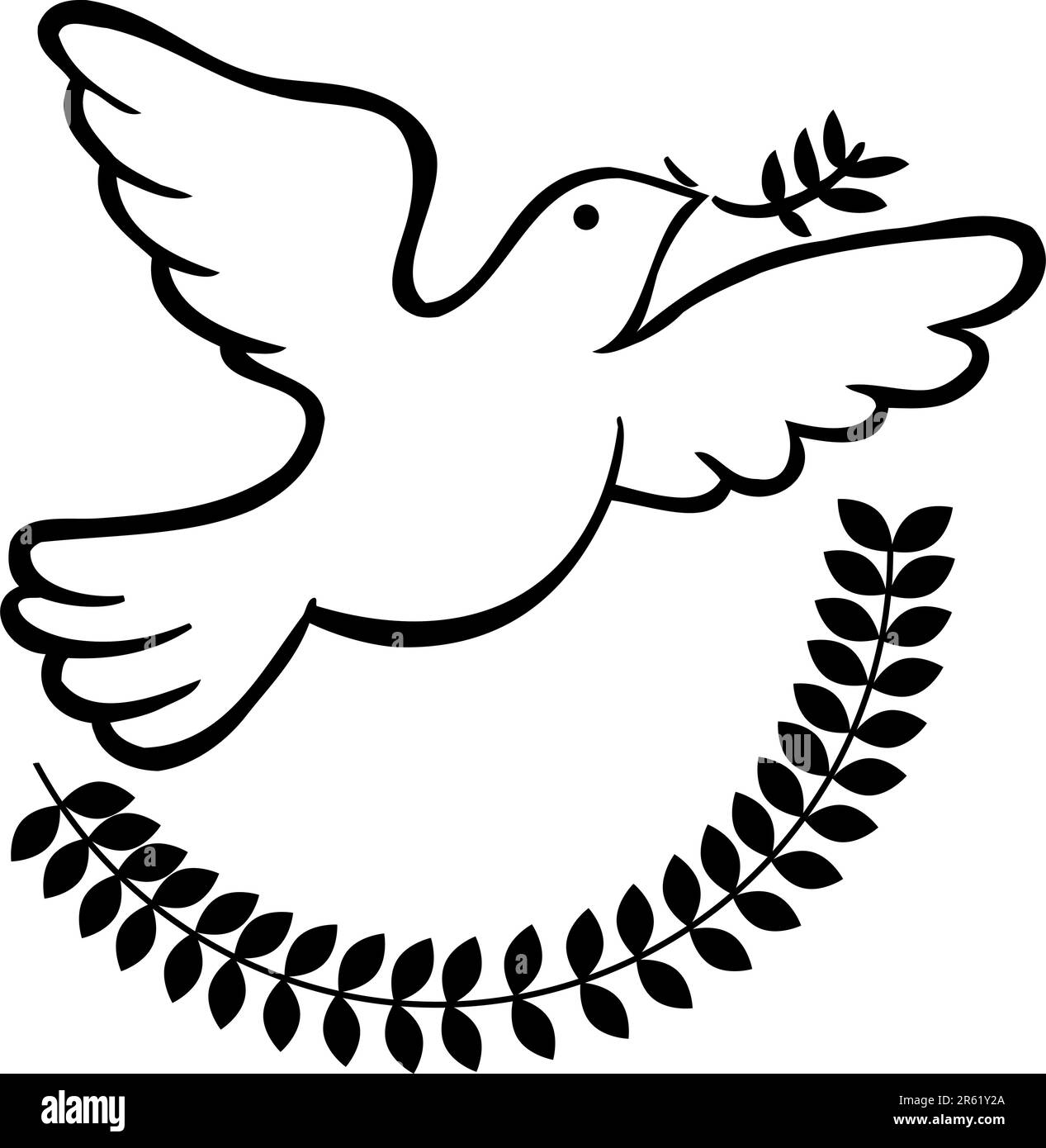 Dove flying with olive branch over a laurel wreath Stock Vector Image ...